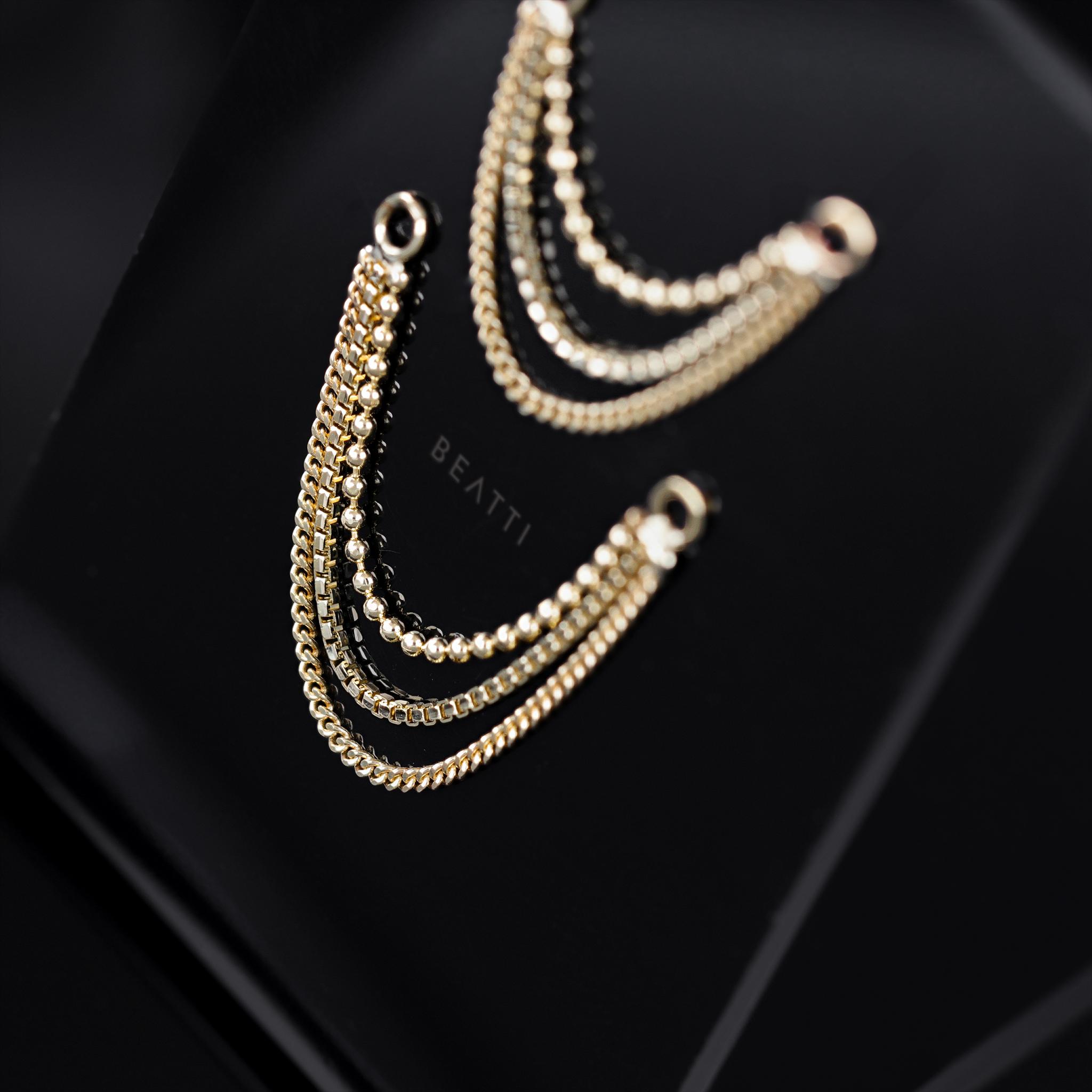 NEW ‣ Riva Triple Mixed 14K Solid Gold Chain Attachment • 14K Gold ...