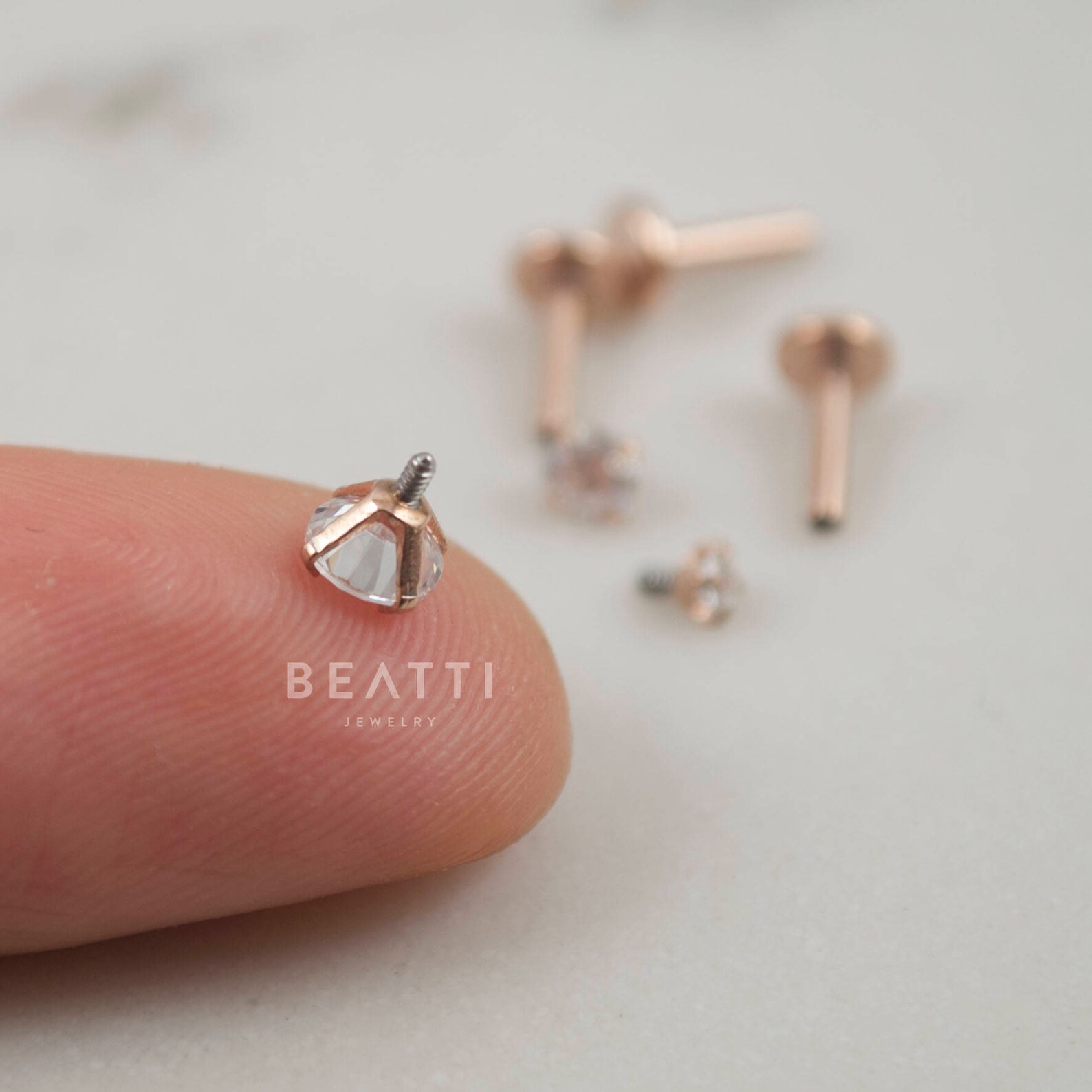 16G Tiny 1.5mm 4mm Rose Gold Tragus Stud / Cartilage - Etsy