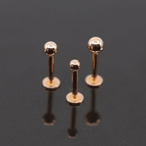 NEW ‣ 18G • Tiny 2mm/2.5mm/3mm 14K Solid Gold Ball Labret, Simple Ball ...