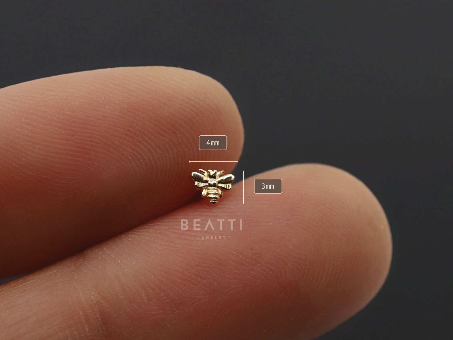 14K Gold ULTRA TINY Bumble Bee Stud 18G Internally Threaded - Etsy