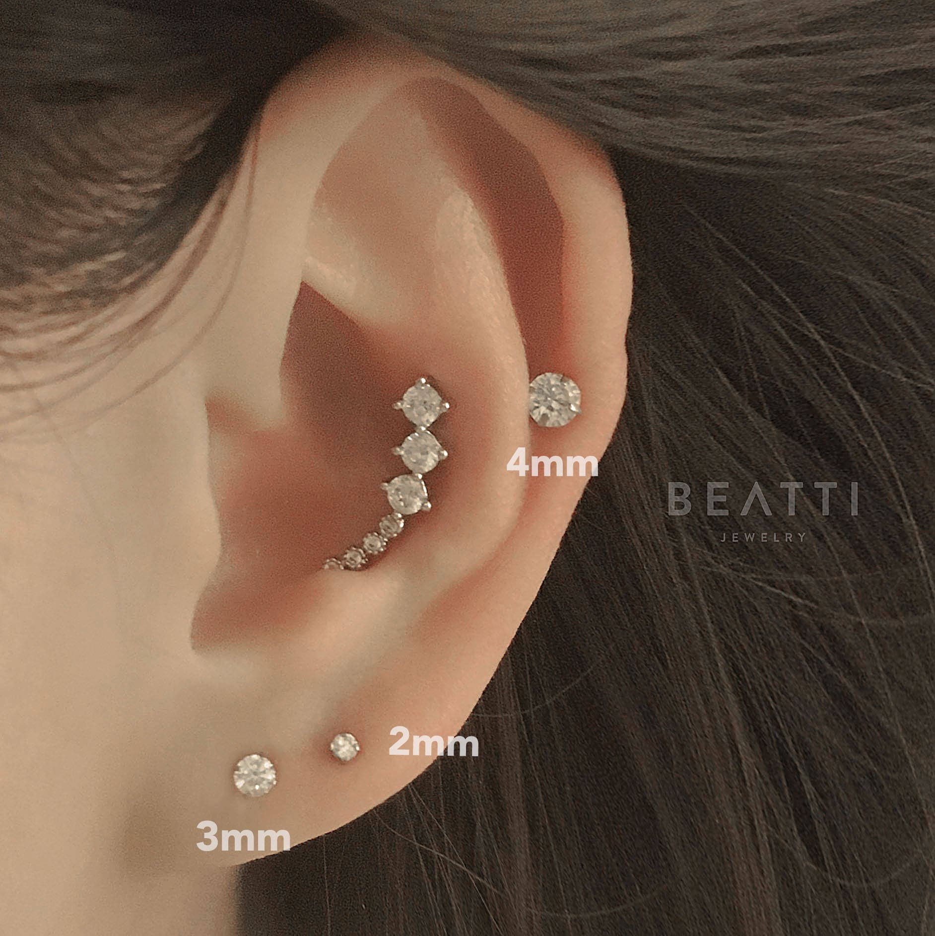 16G Tiny 1.5mm 4mm Stud Tragus Earring Labret Studs Flat - Etsy