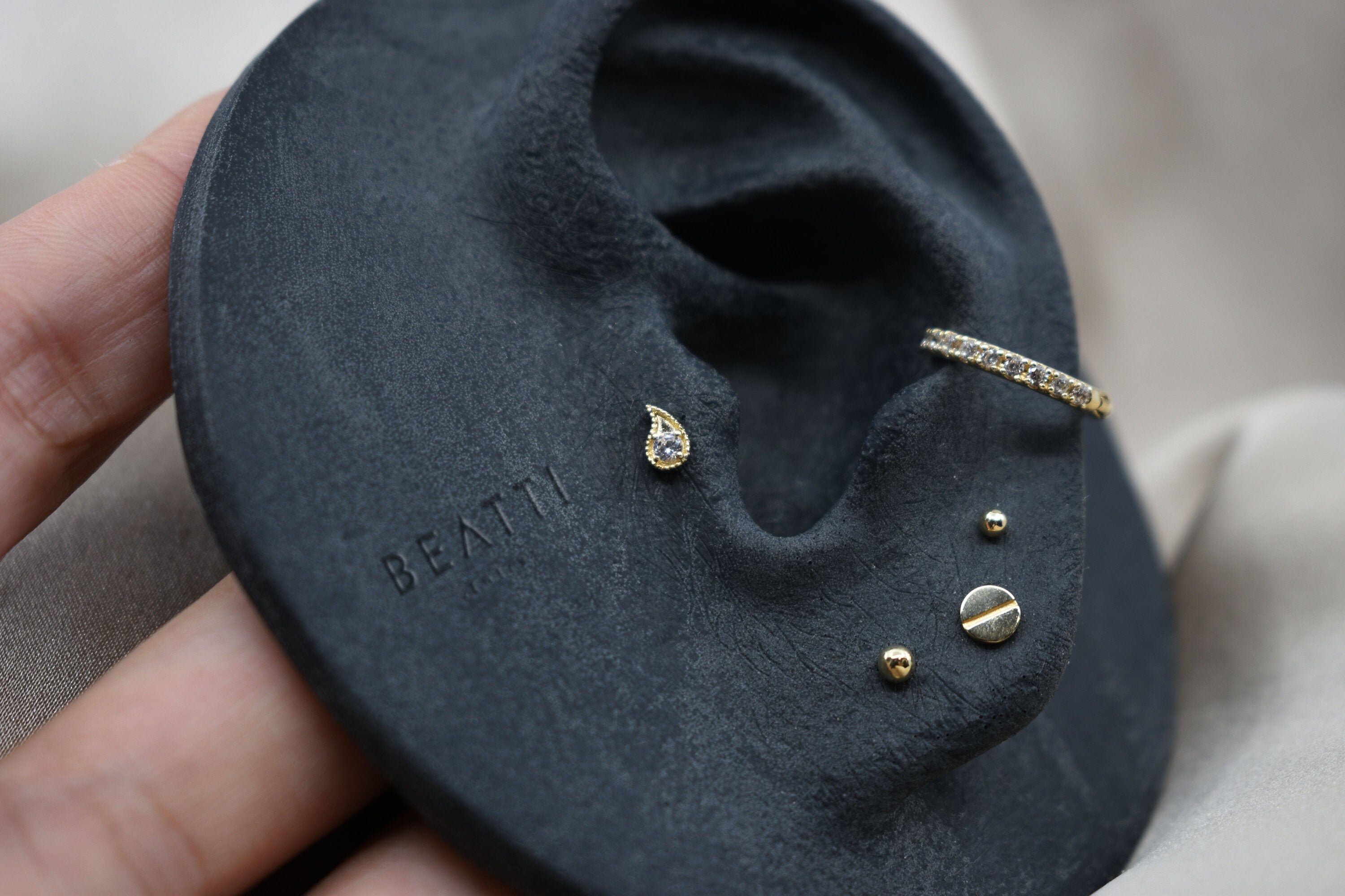 NEW ‣ 18G Tiny Tear Drop CZ ∙ 14K Solid Gold Labret Stud, Tiny Paisley ...