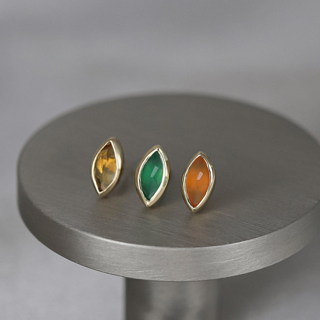 NEW ‣ Aura • Flat Back BEATTI Natural Gemstone Threadless Ends • Green Onyx, Carnelian, Citrine ...