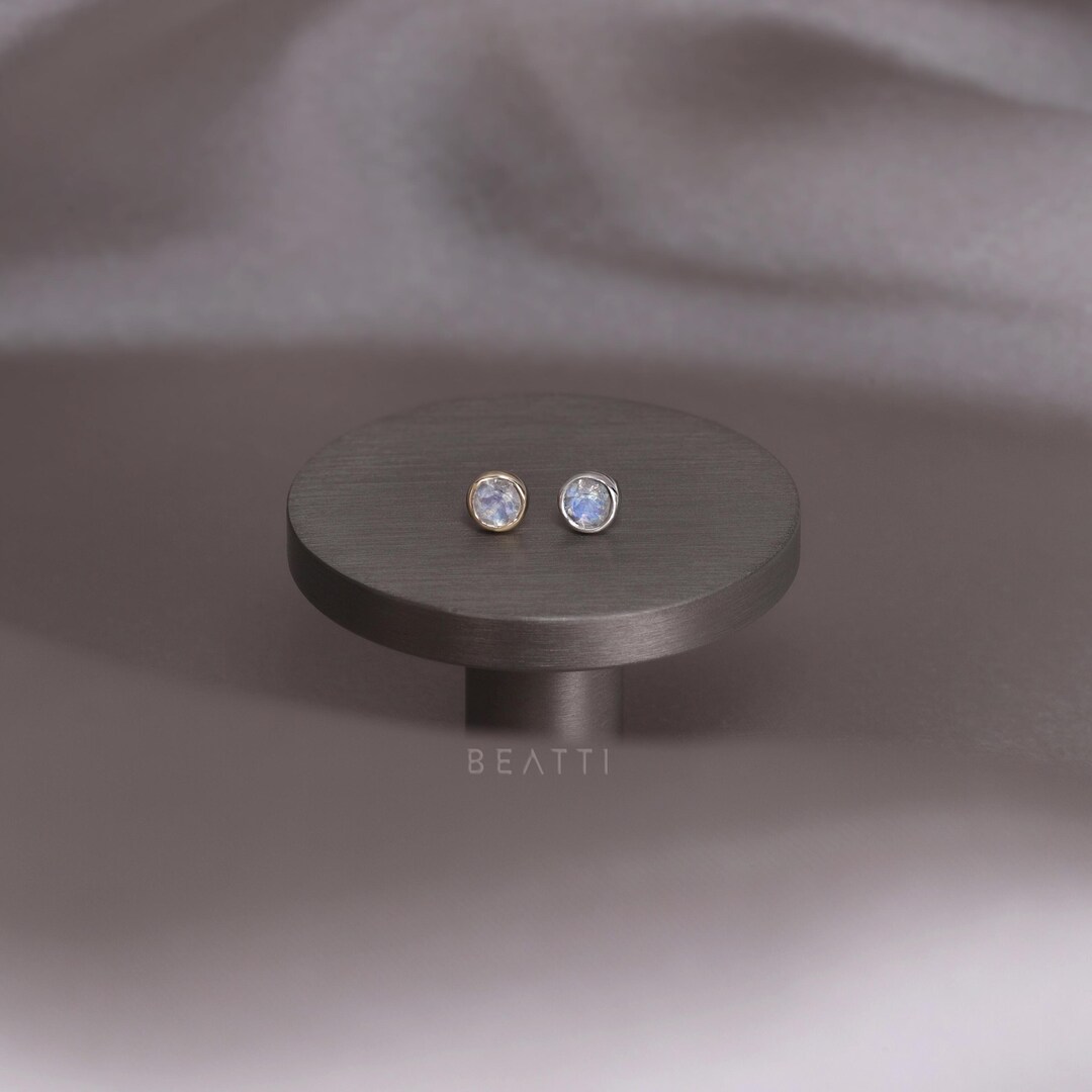 NEW ‣ Hannah • Rainbow Moonstone Threadless Ends • Moonstone Flat Back ...