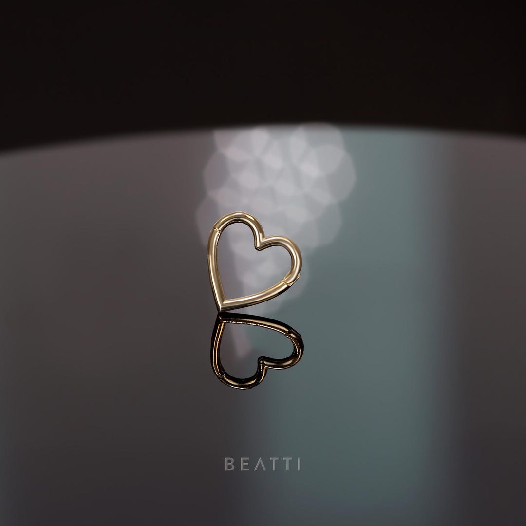 NEW ‣ 14K Solid Gold Heart Clicker Hoop • Cartilage Mini Hoop • 14K ...