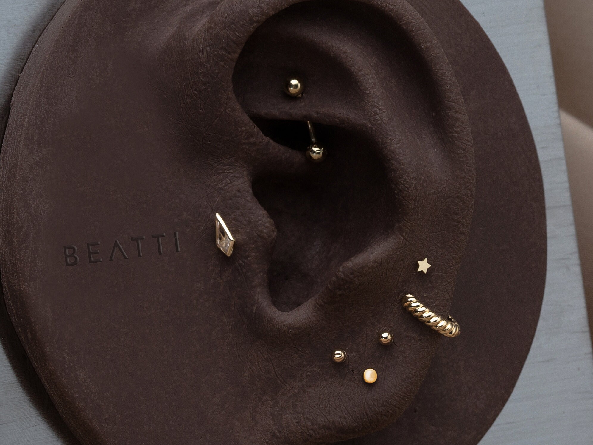 NEW 14K Solid Gold Rook Piercing Barbell Gold Ball Rook - Etsy