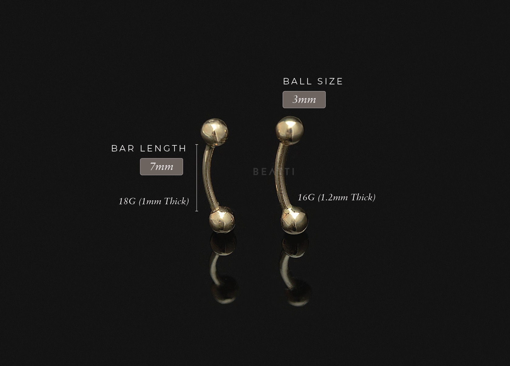 NEW 14K Solid Gold Rook Piercing Barbell Gold Ball Rook - Etsy