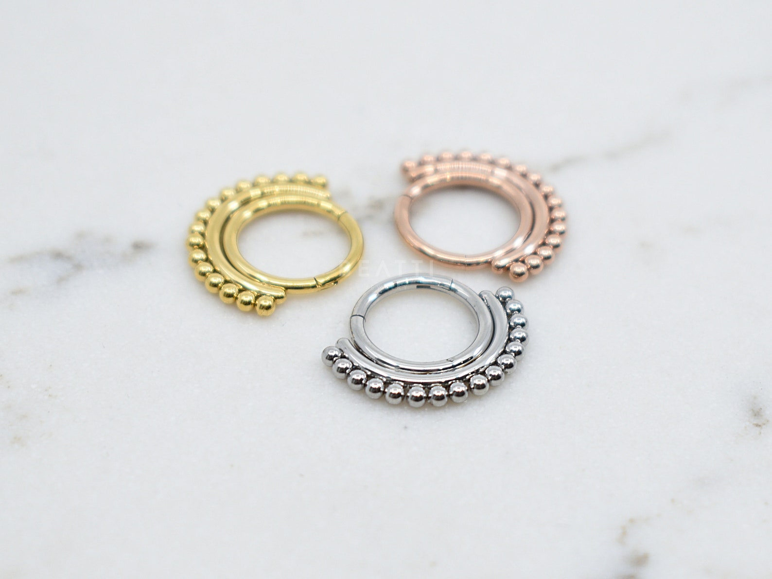 NEW 16g Bead Cluster Hinged Segment Ring 316L SS Daith - Etsy