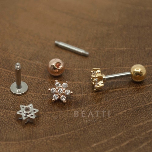 Tiny Flower Tragus Piercing Cartilage Piercing Flower Helix - Etsy
