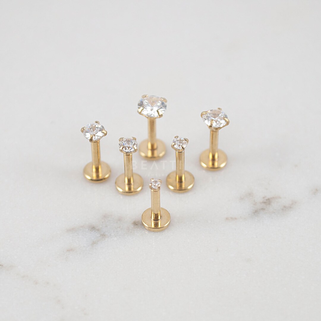 16G Gold Tragus Stud/ 1.5mm - 4mm Cartilage Earring/ Tragus Stud ...