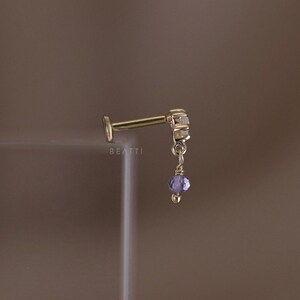 Gemstone Dangle Charm Flat Back Stud • 925 Silver, 14K Gold Vermeil ...
