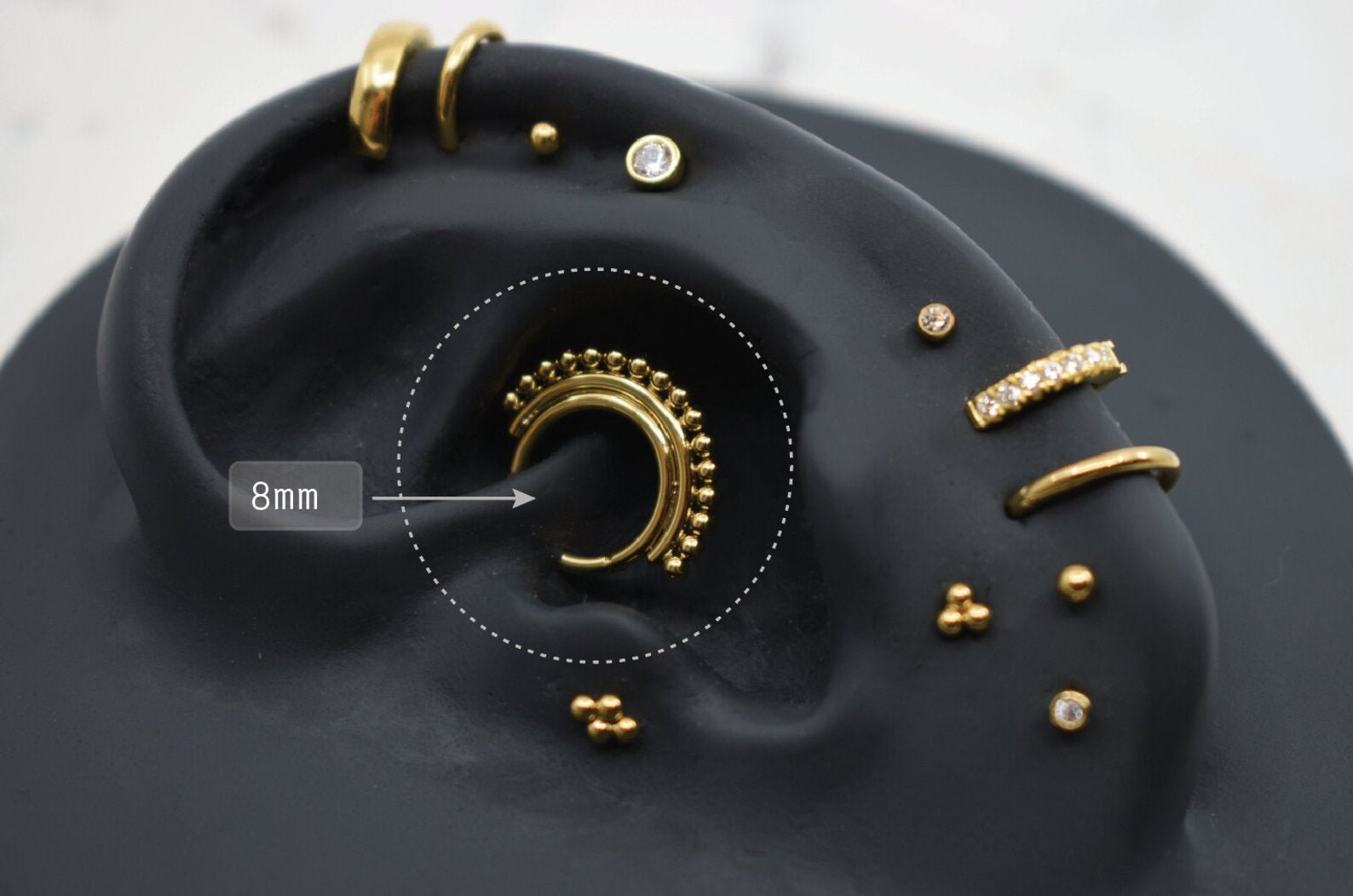 NEW 16g Bead Cluster Hinged Segment Ring 316L SS Daith - Etsy