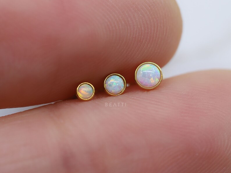 NEW 20G/18G Tiny Fire Opal Threadless Push Pin Labret Stud - Etsy