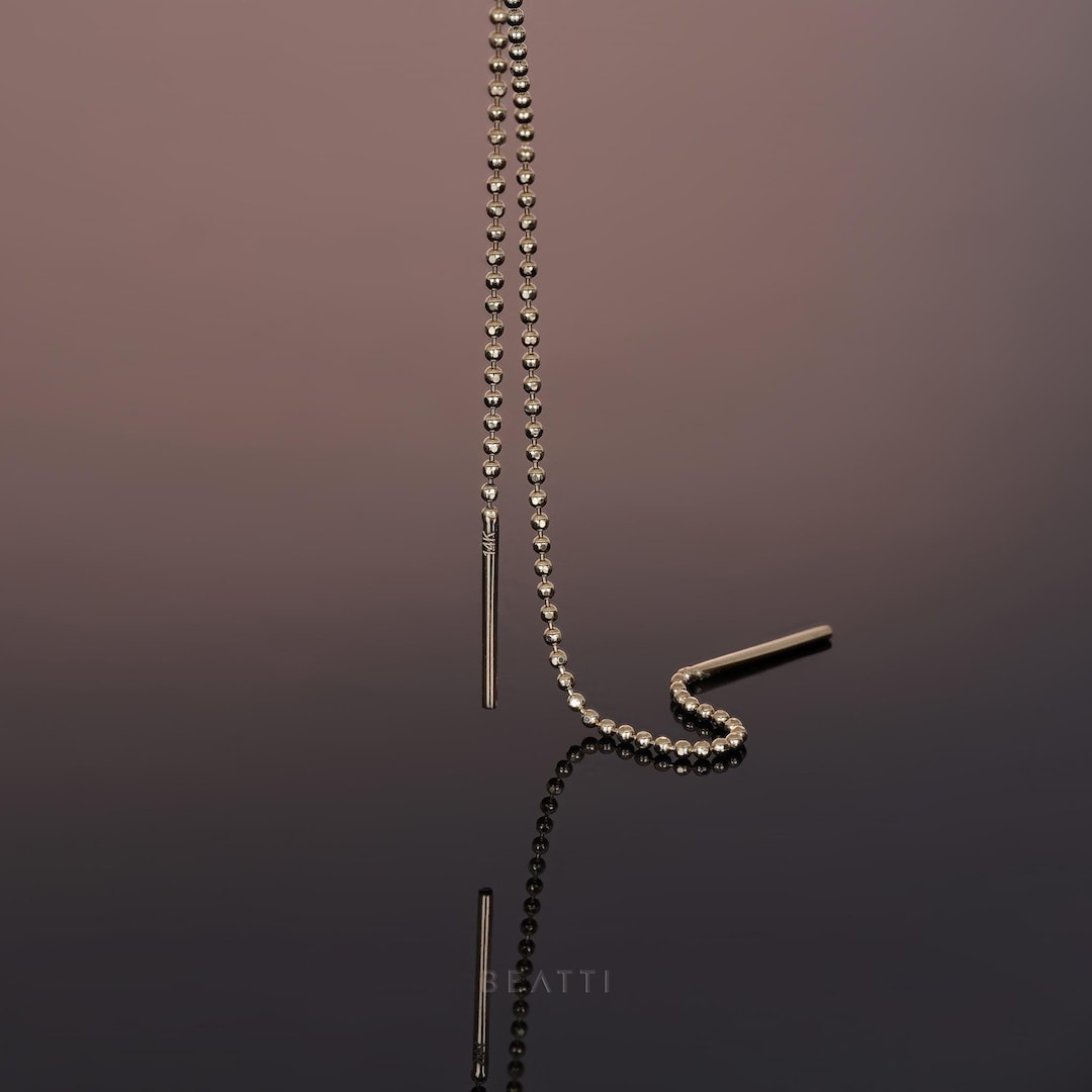 NEW ‣ Facet Ball Chain Long Threader • 14K Multiple Piercing Threader ...