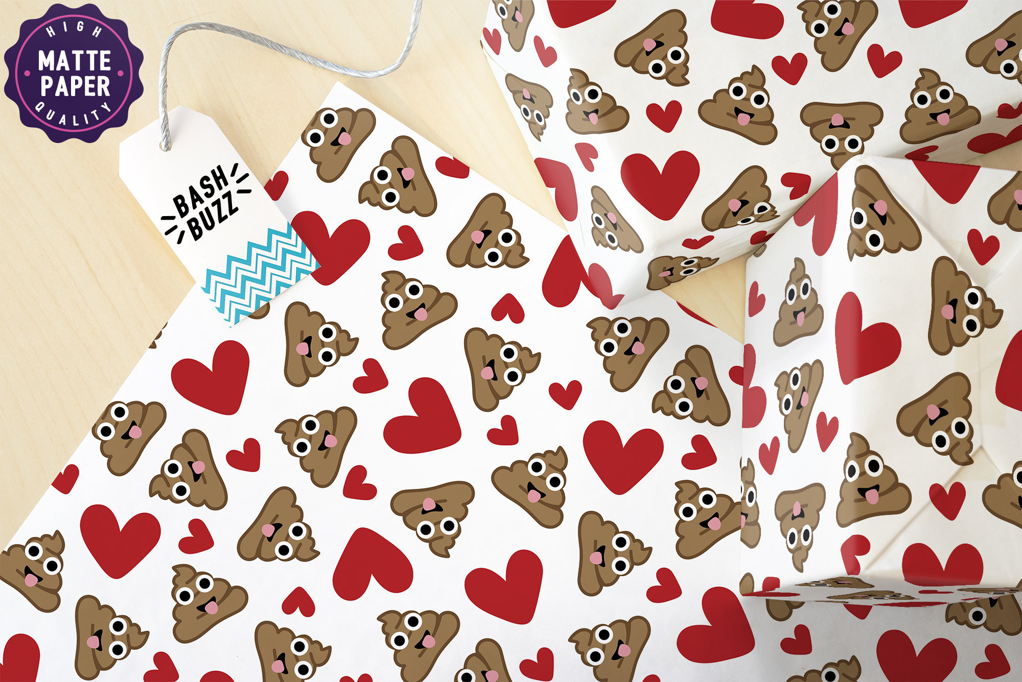Poop Emoji Wrapping Paper, Poop Wrapping Paper, Funny Wrapping Paper ...
