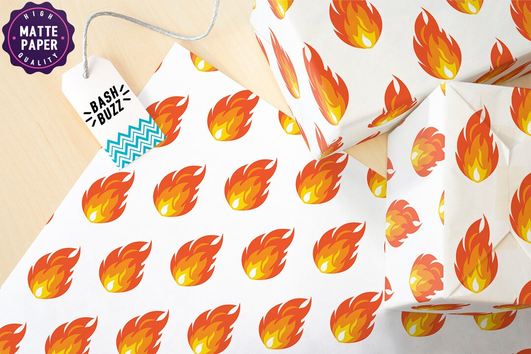 Fire Emoji Wrapping Paper, Lit Wrapping Paper, Funny Wrapping Paper ...