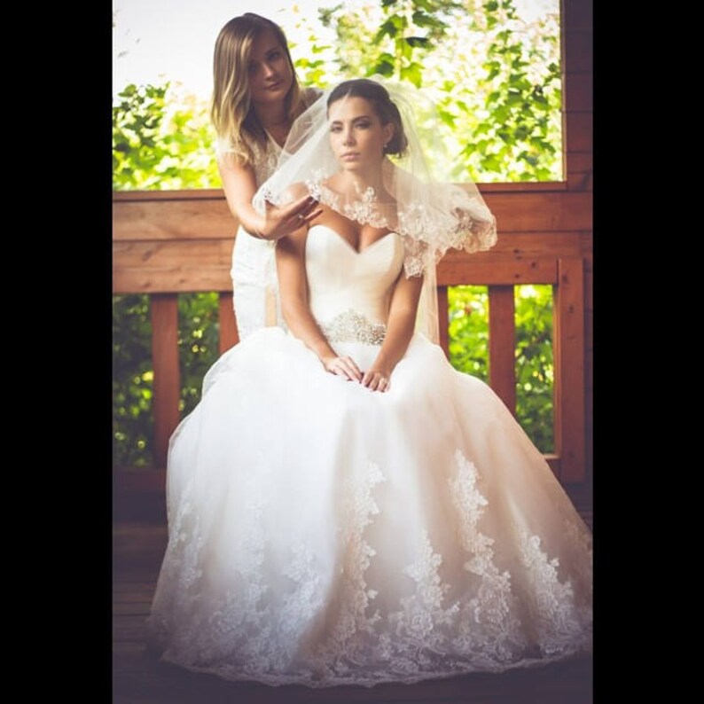 Two tier bridal veil Cathedral floral veil Embroidered veil | Etsy