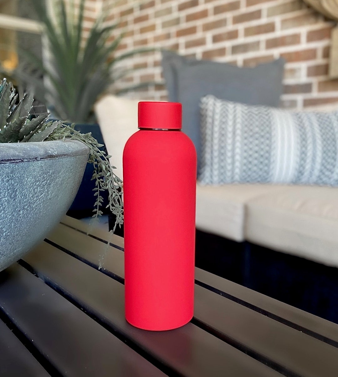 16oz Red Soft Matte Stainless Steel Water Tumbler, Red Water Bottle ...
