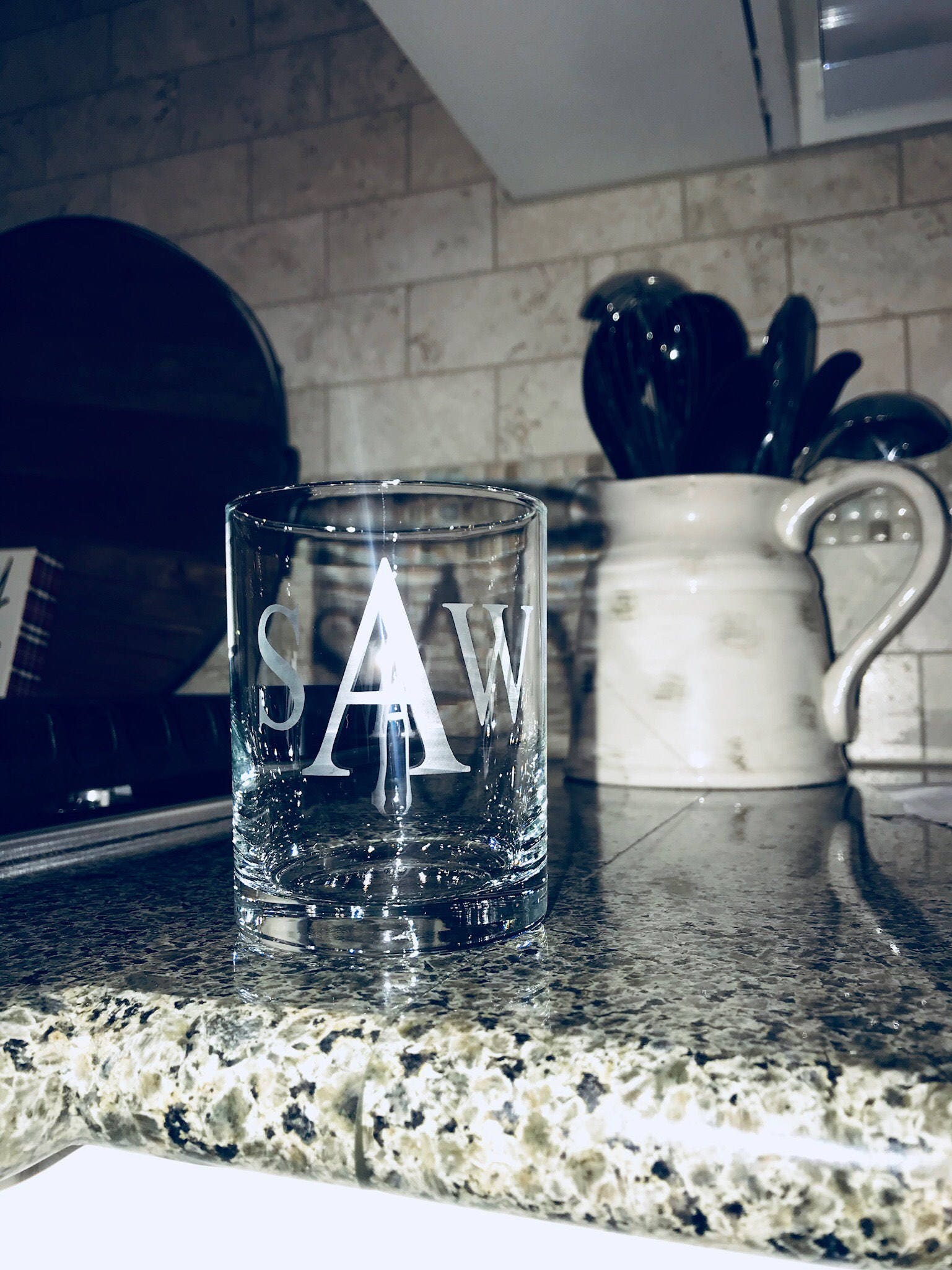Monogram Whiskey Glass Initial Whiskey Glass Name Whiskey Etsy