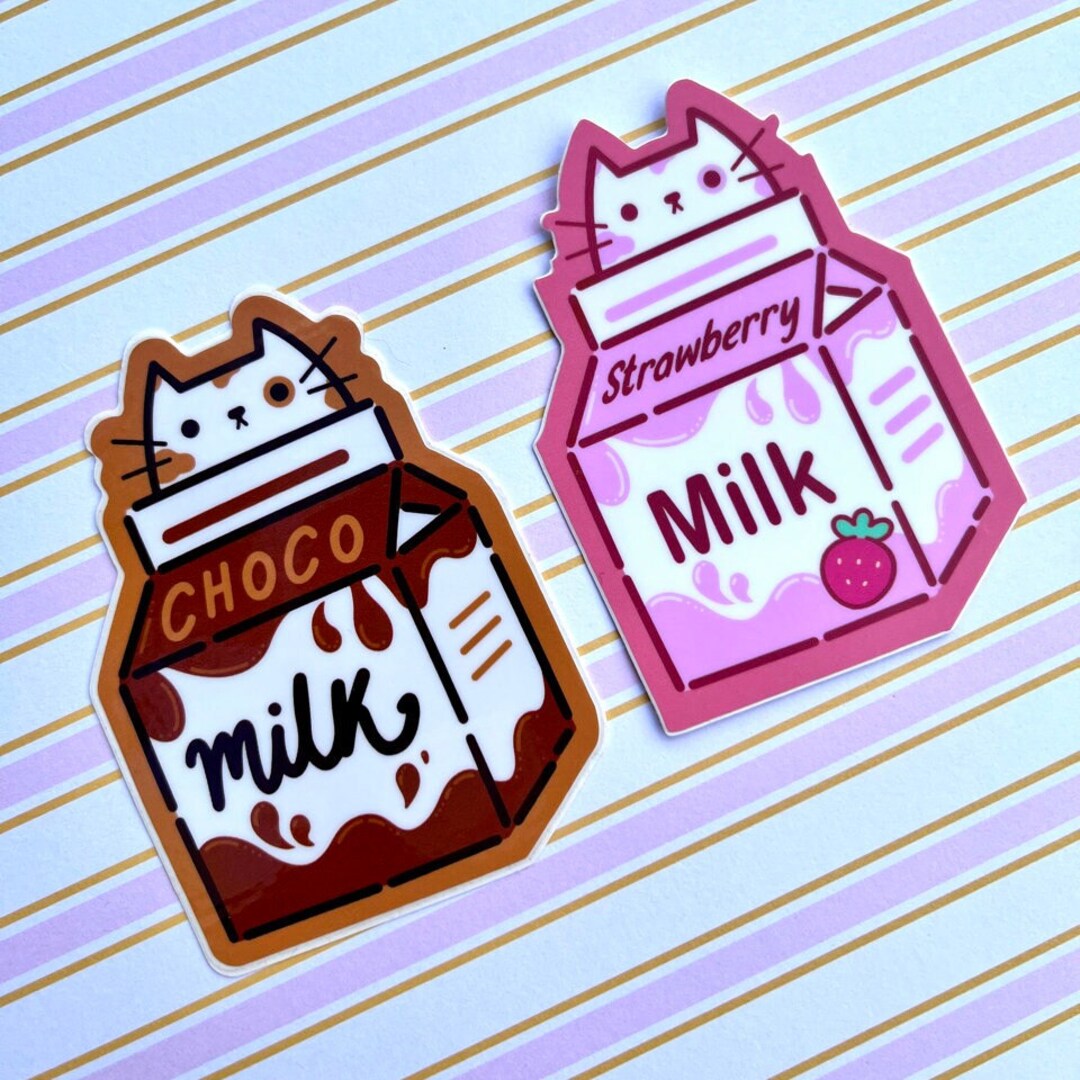 3 Chocolate Milk Strawberry Milk Vinyl Sticker Cute Animal Stickers ...