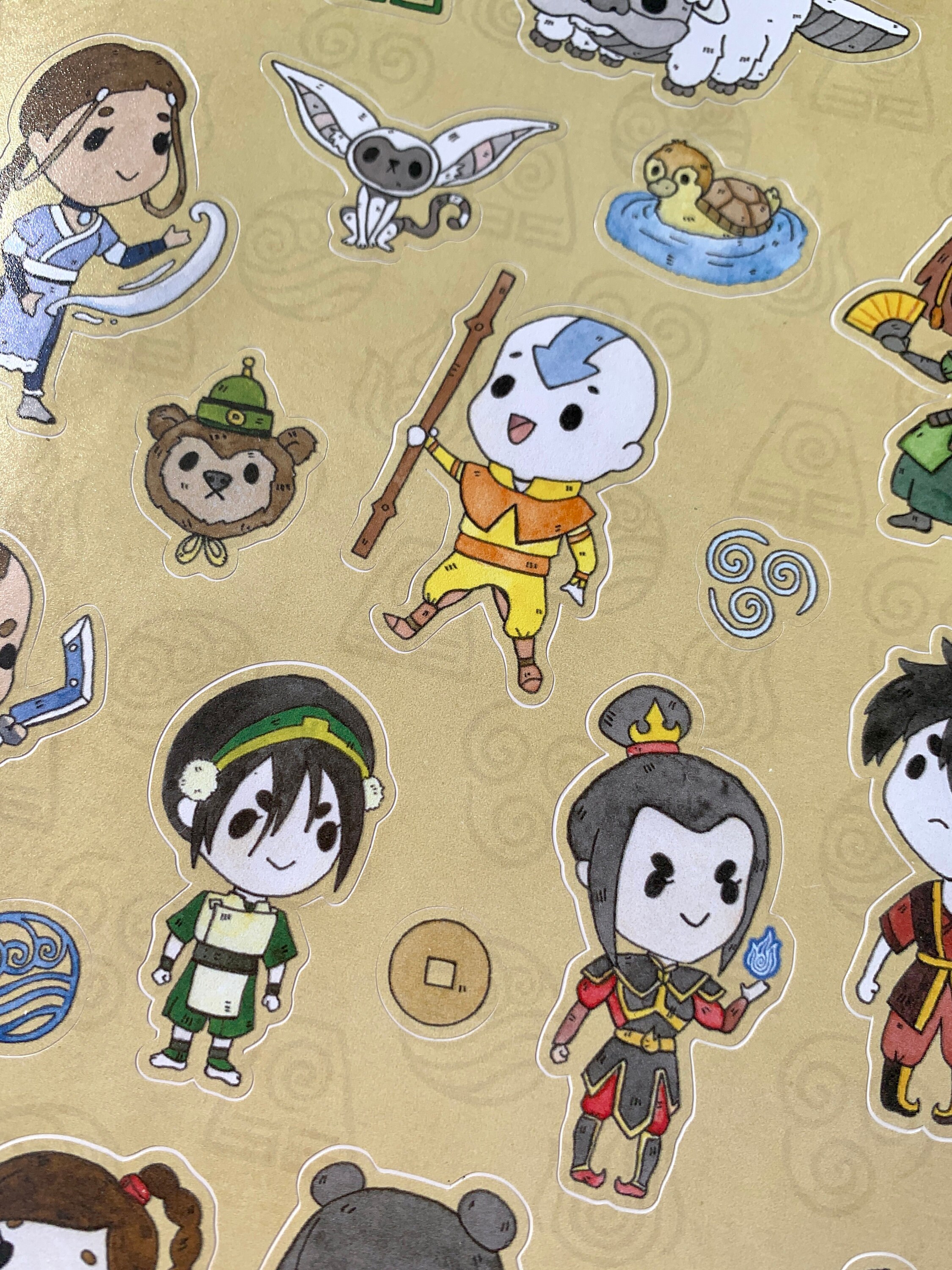 A5 ATLA Avatar Matte Sticker Sheet Kawaii Cartoon Vinyl - Etsy