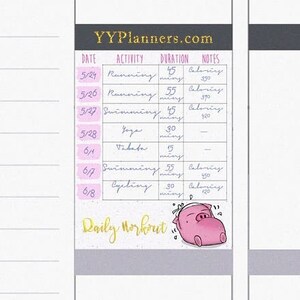 Printable Workout Tracker, Workout Stickers Gym Stickers Diet Stickers ...