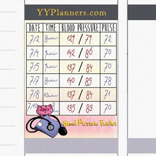 Printable Blood Pressure Tracker Stickers Pulse Tracker - Etsy