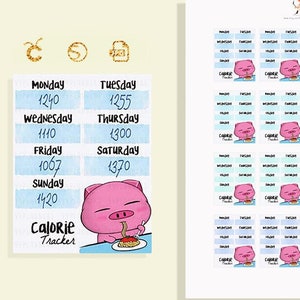 Printable Weekly Calorie Stickers, Calorie Tracker, Meal Stickers, Diet ...