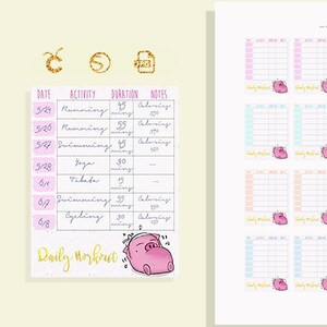 Printable Workout Tracker, Workout Stickers Gym Stickers Diet Stickers ...