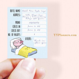 Printable Hotel Info Stickers, Travel Planner Stickers, Vacation ...