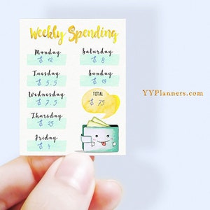 Printable Weekly Spending Stickers, Spending Tracker, Cute Wallet ...