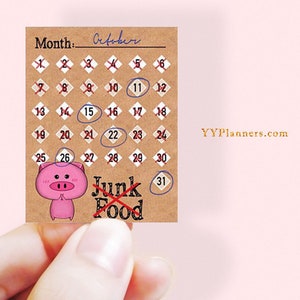 Printable No Junk Food Challenge Stickers, Fitness Stickers, Diet ...