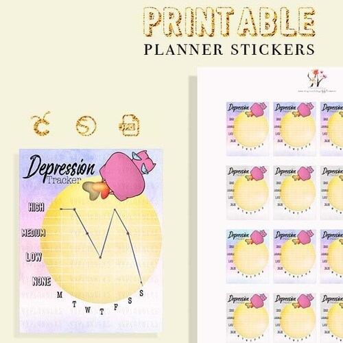 Printable Depression Tracker Stickers Loneliness & Sadness - Etsy