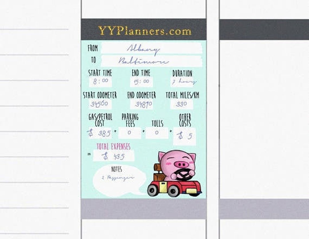 Printable Road Trip Stickers, Driving Stickers, Mileage Tracker, Gas ...