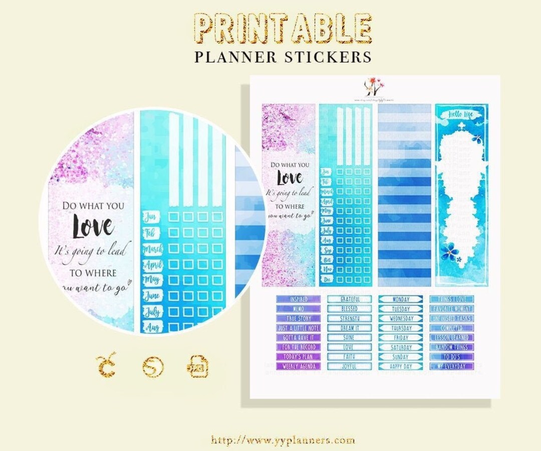 Printable Floral Sidebar Stickers, Watercolor Side Bar /header Stickers ...
