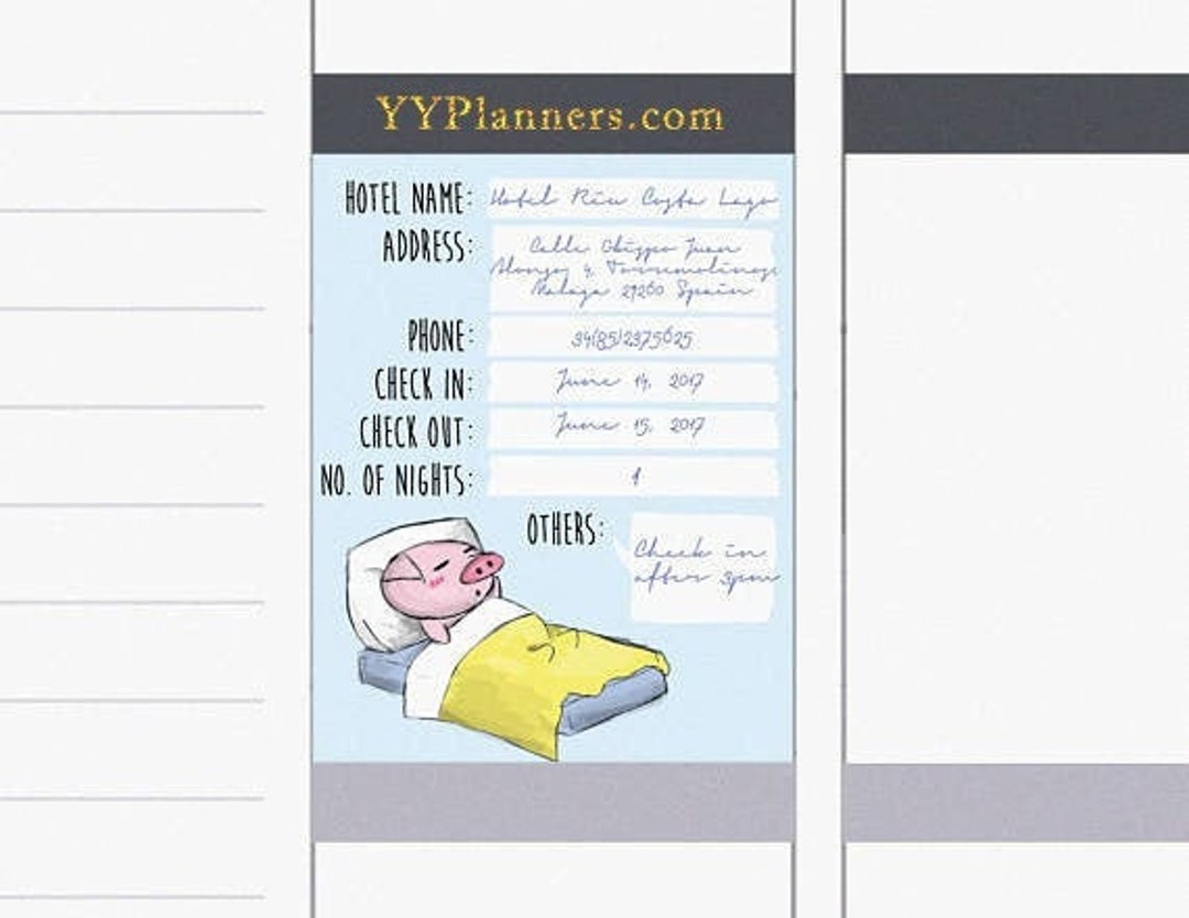 Printable Hotel Info Stickers, Travel Planner Stickers, Vacation ...