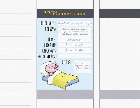 Printable Hotel Info Stickers Travel Planner Stickers - Etsy