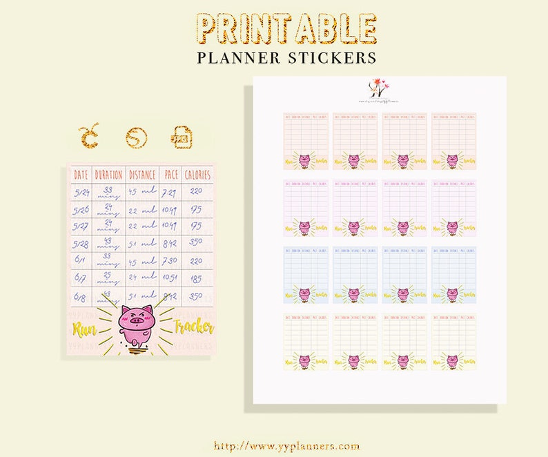 Printable Run Tracker Running Stickers Gym Stickers Workout | Etsy