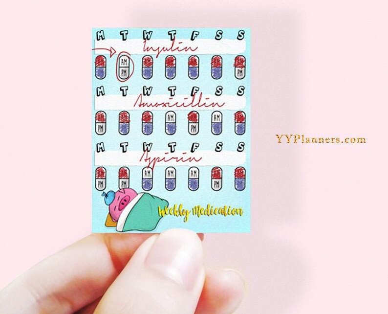 Printable Weekly Medication Tracker Sick Day Stickers | Etsy
