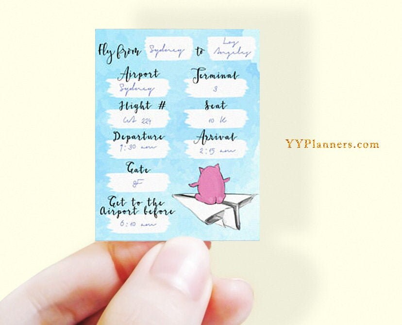 Printable Flight Info Tracker Cute Stickers Flight Stickers | Etsy