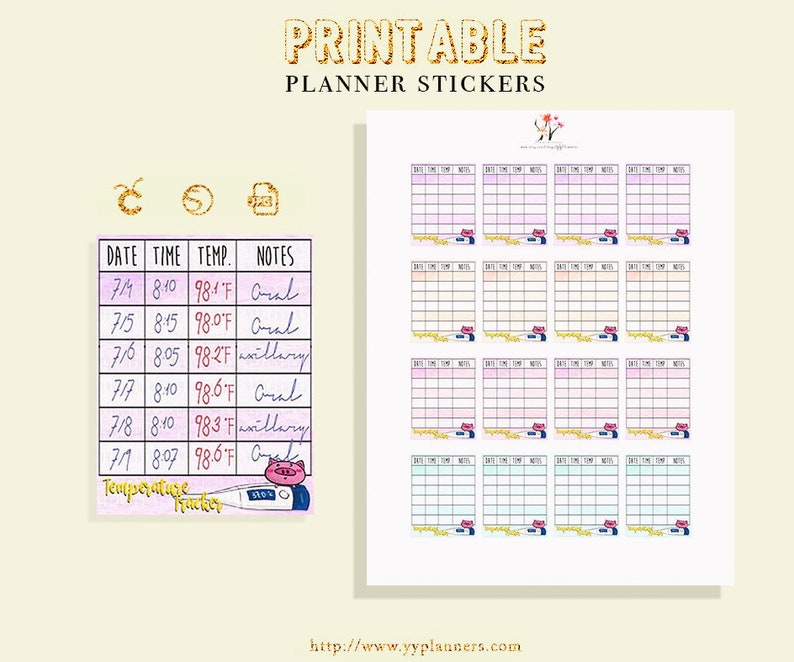 Printable Body Temperature Tracker Thermometer Stickers - Etsy