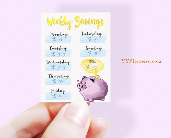Printable Cute Weekly Savings Stickers Savings Tracker Piggy | Etsy