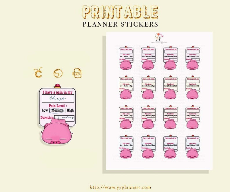 Printable Pain Tracker Stickers, Health Stickers, Medication Stickers ...