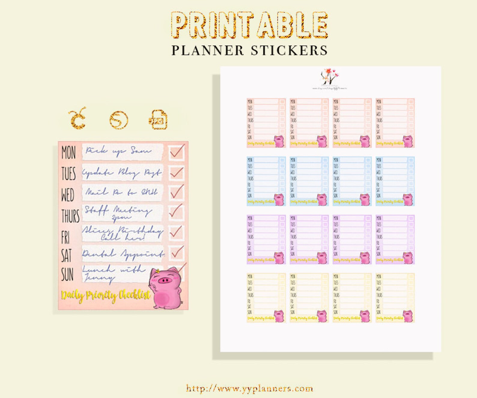Printable Daily Priority Checklist Stickers Weekly Routine - Etsy Australia