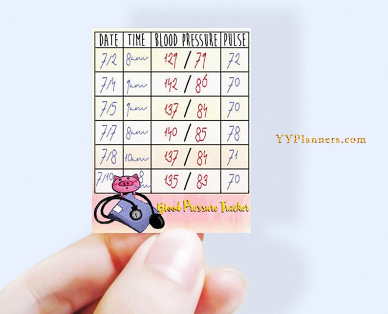 Printable Blood Pressure Tracker Stickers Pulse Tracker - Etsy