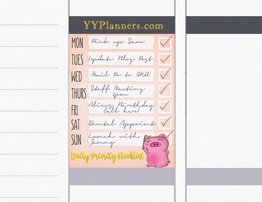 Printable Daily Priority Checklist Stickers, Weekly Routine, Chore ...