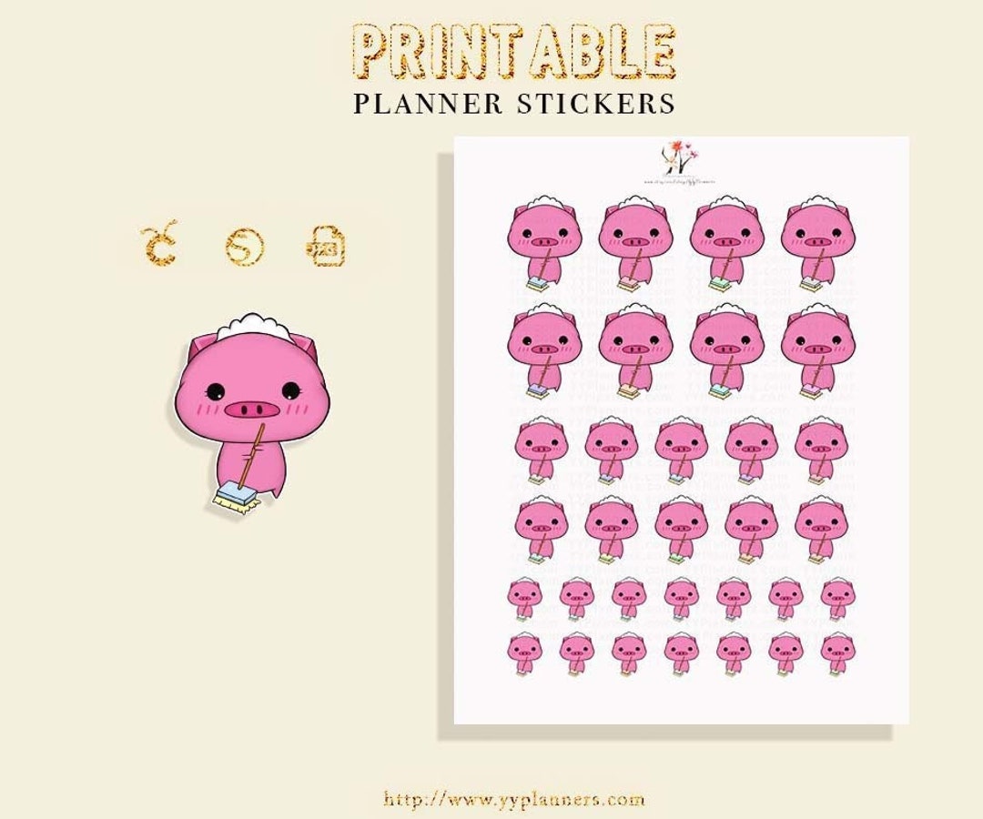 Printable Sweeping Stickers, Sweep Floor, Kawaii Daily Chores Stickers ...