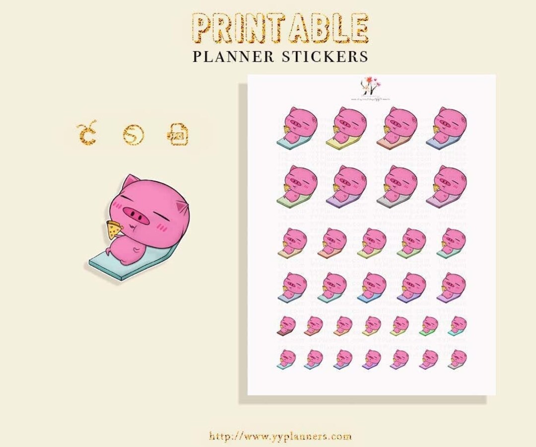 Printable Cute Cheat Day Planner Stickers Pizza Stickers - Etsy