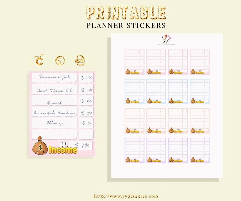 Printable Income Tracker Payday Stickers Finance Stickers - Etsy
