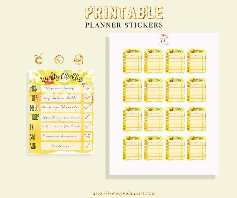 Printable Floral Weekly Checklist Sticker Daily | Etsy